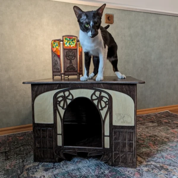 A&D Art Nouveau style pethouse, wooden cat houses, cat house indoor ...